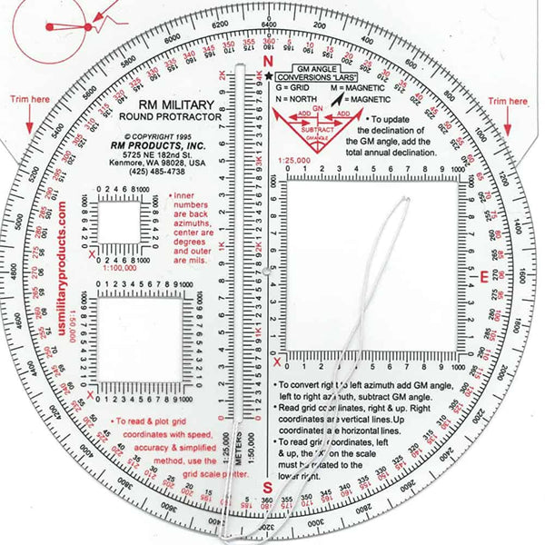 Precision Round Military Protractor for Map Reading – Gray Bearded ...